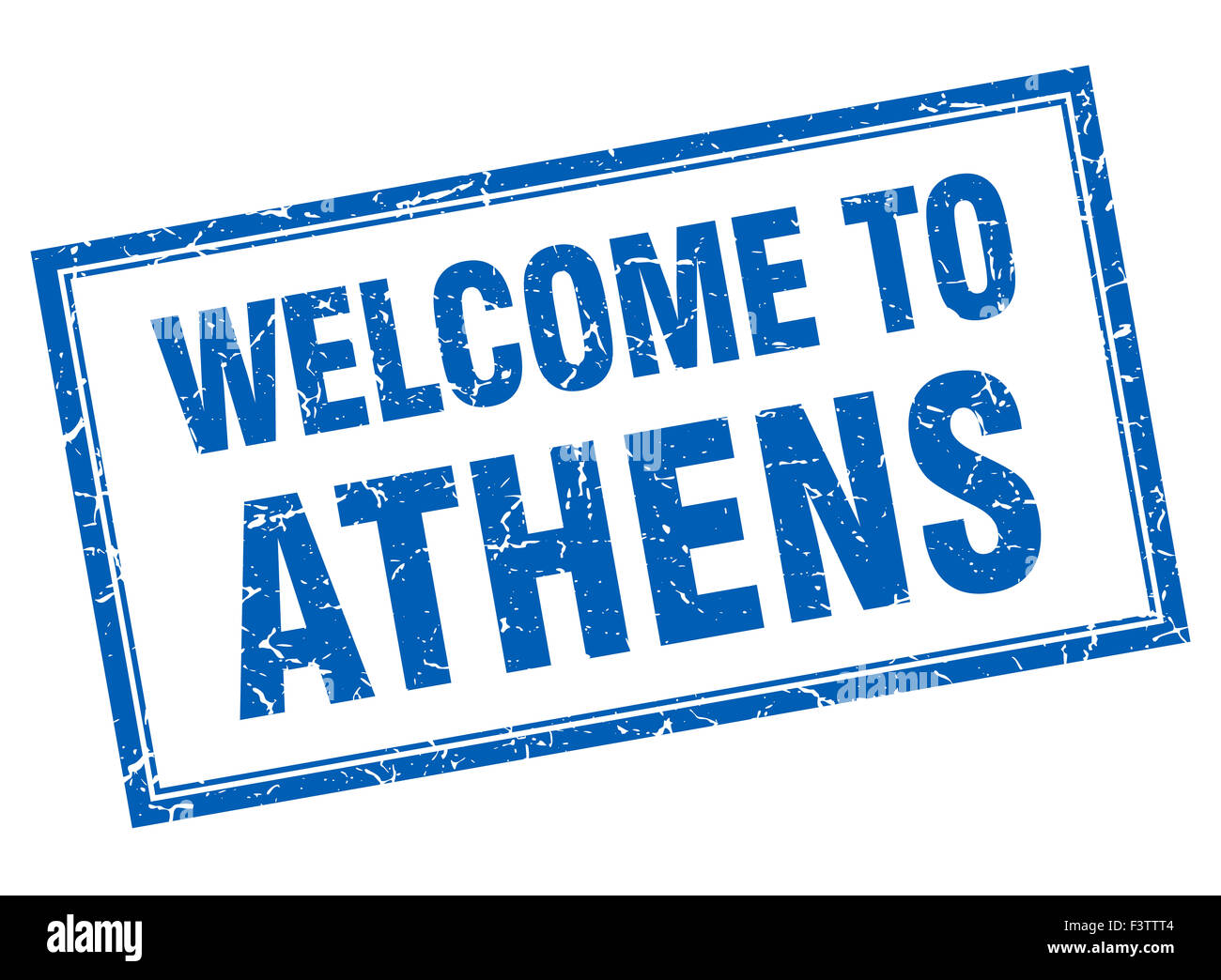 Athens blue square grunge welcome isolated stamp Stock Photo - Alamy