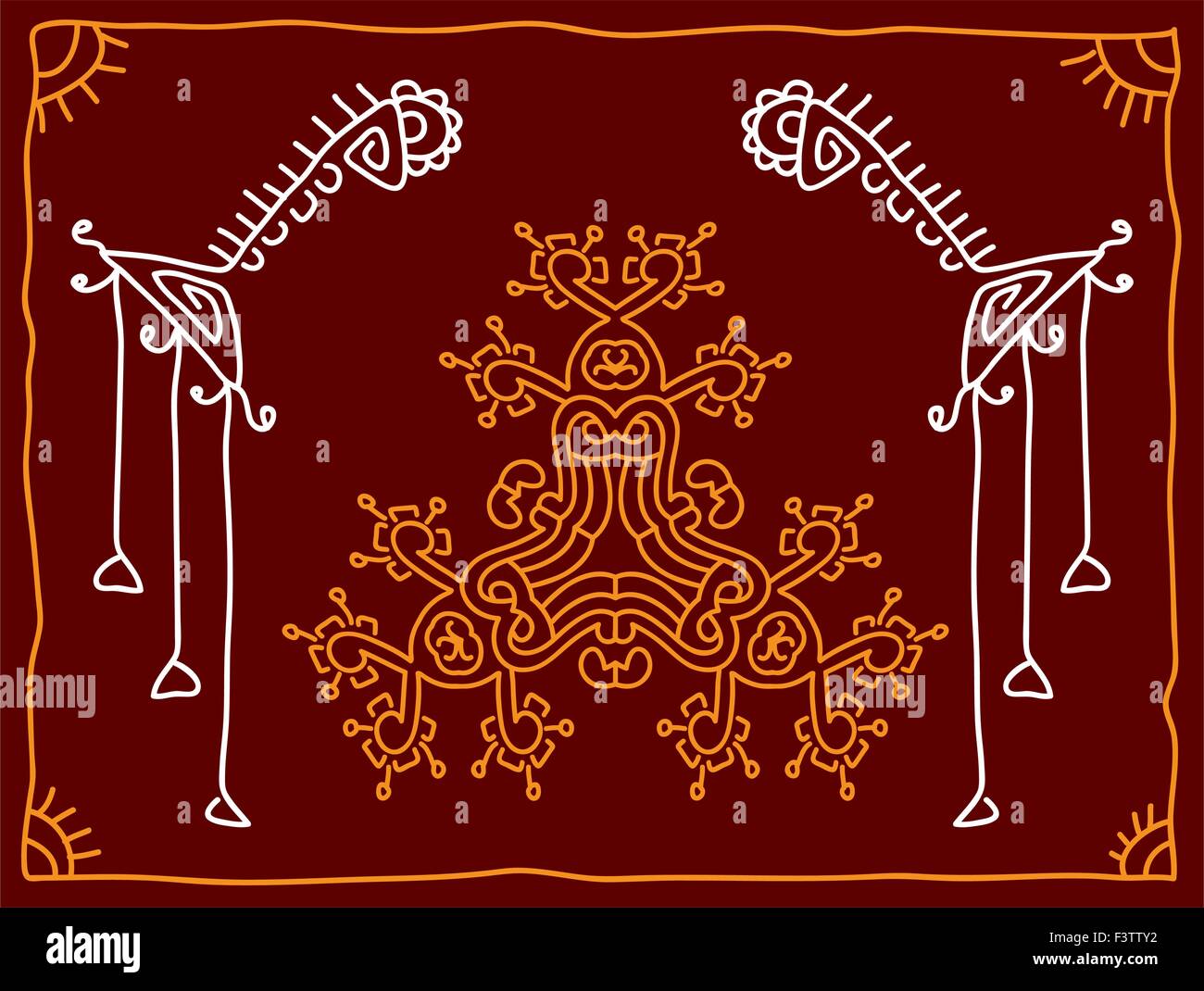 Folk, Tribal Design, Motif, Wall Painting Vector Art Stock Vector Image ...