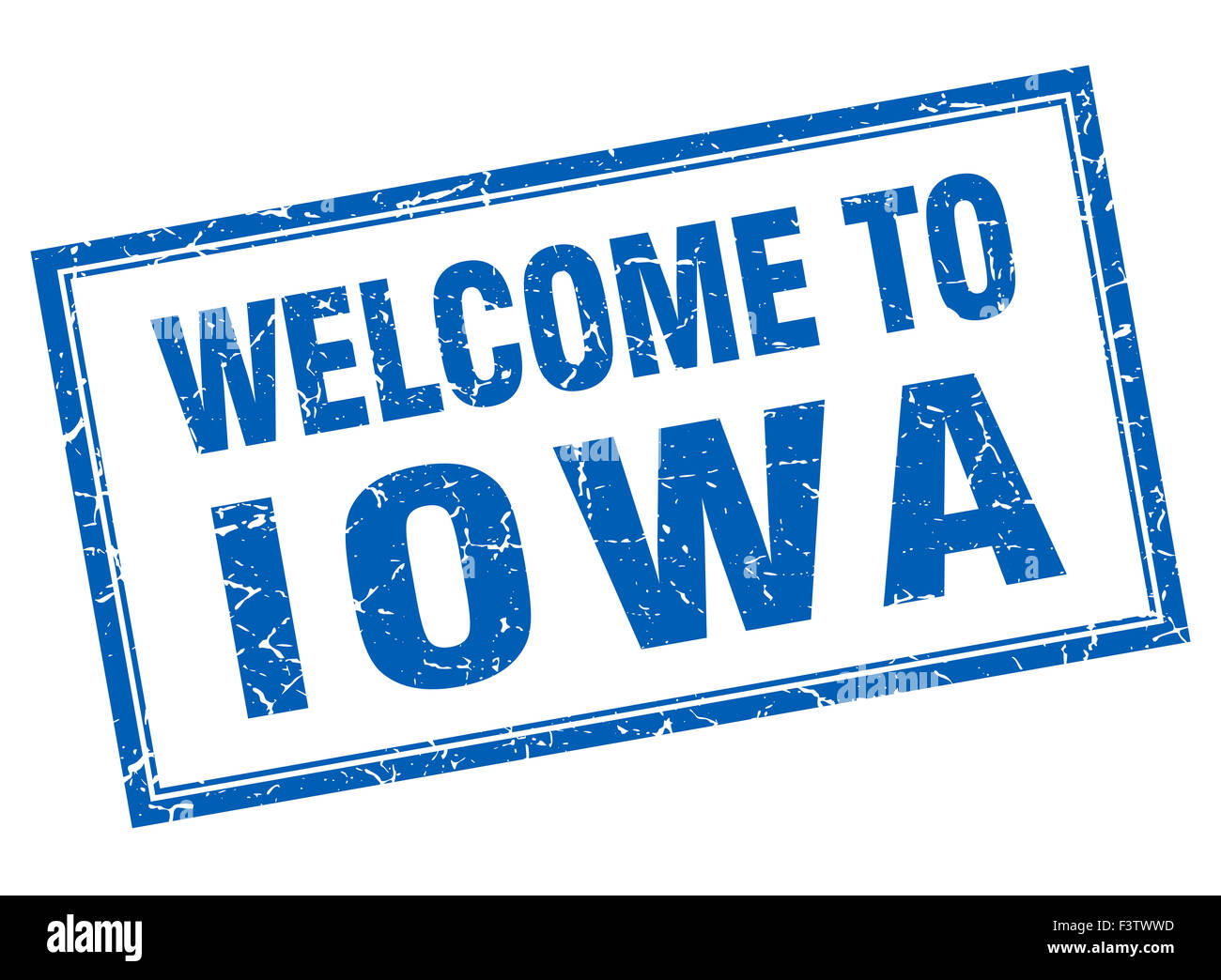Iowa blue square grunge welcome isolated stamp Stock Photo - Alamy