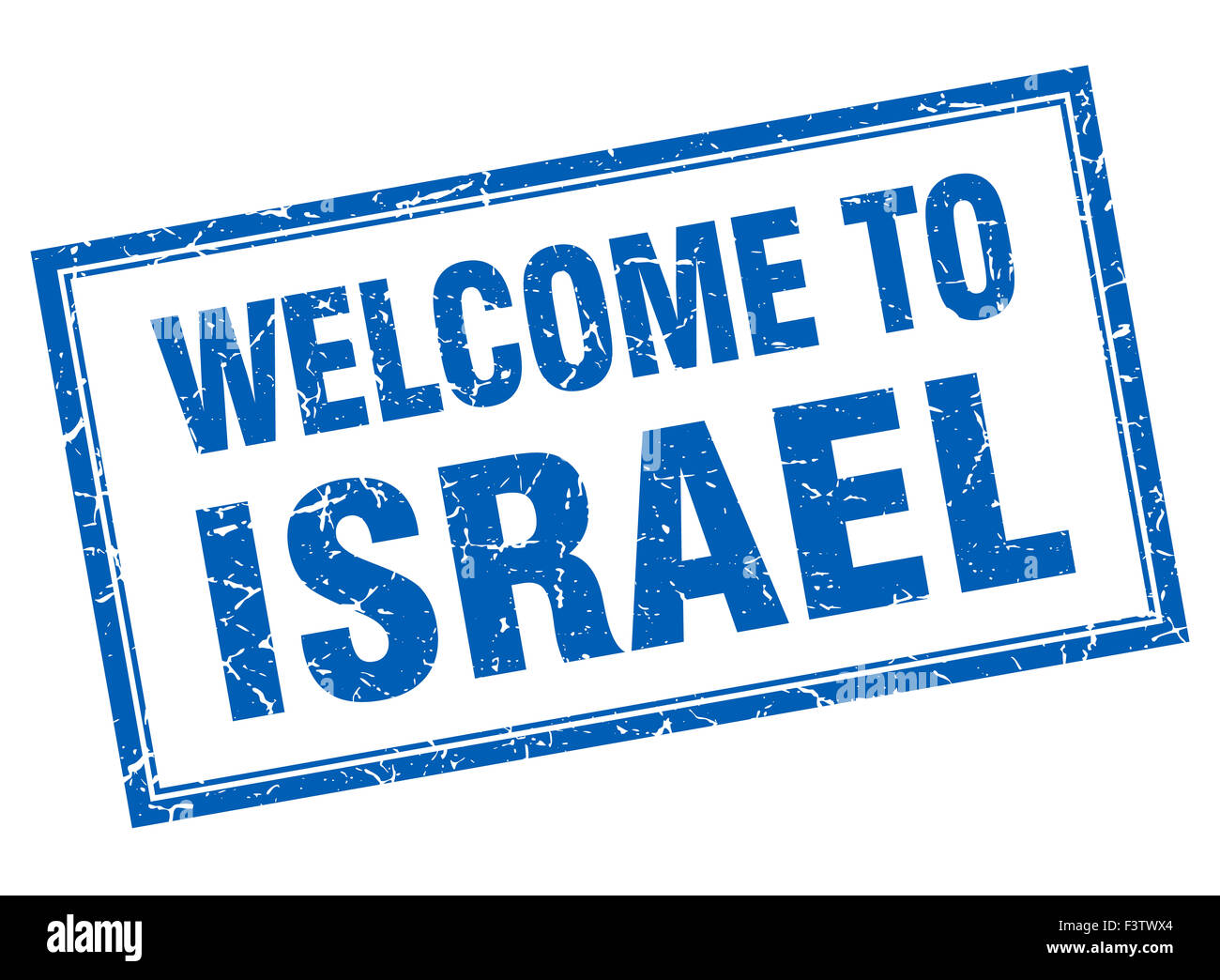 Israel blue square grunge welcome isolated stamp Stock Photo - Alamy