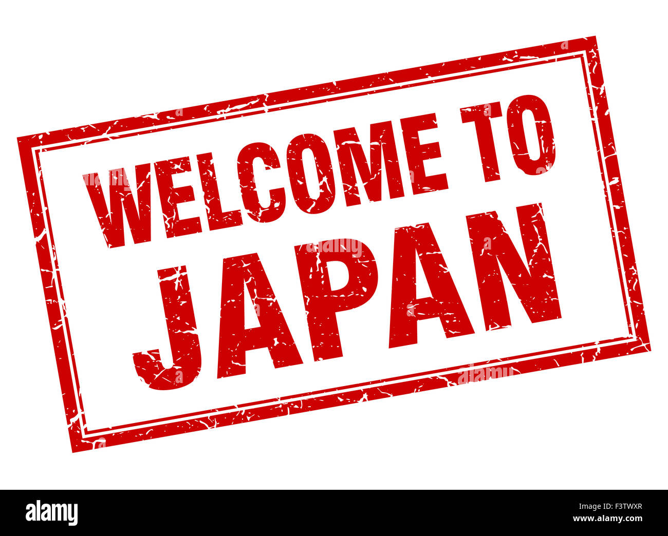 Japan red square grunge welcome isolated stamp Stock Photo - Alamy