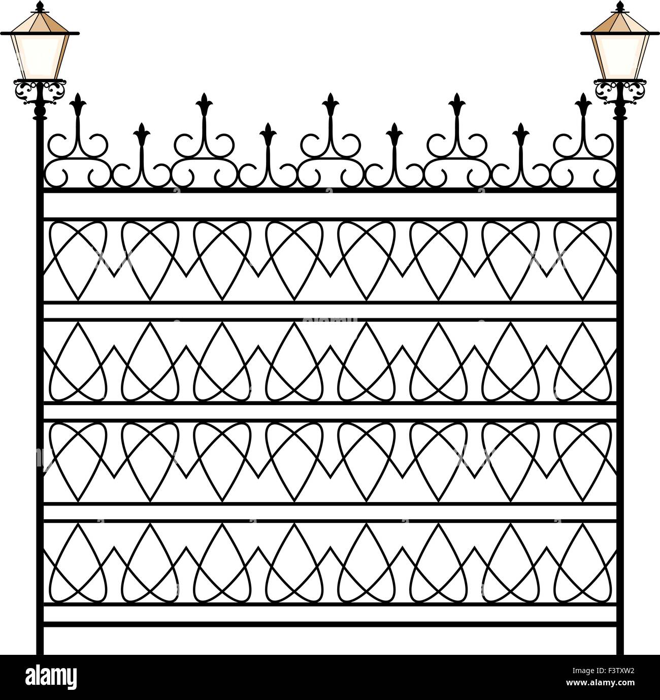 Wrought Iron Gate, Door, Fence, Window, Grill, Railing Design Vector ...