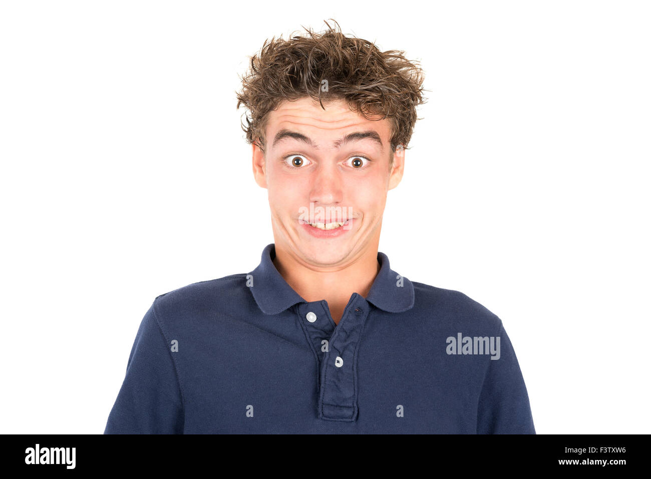 Teenager boy making happy faces isolated in white Stock Photo - Alamy