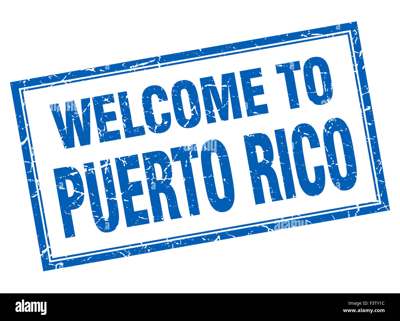 Puerto Rico blue square grunge welcome isolated stamp Stock Photo - Alamy