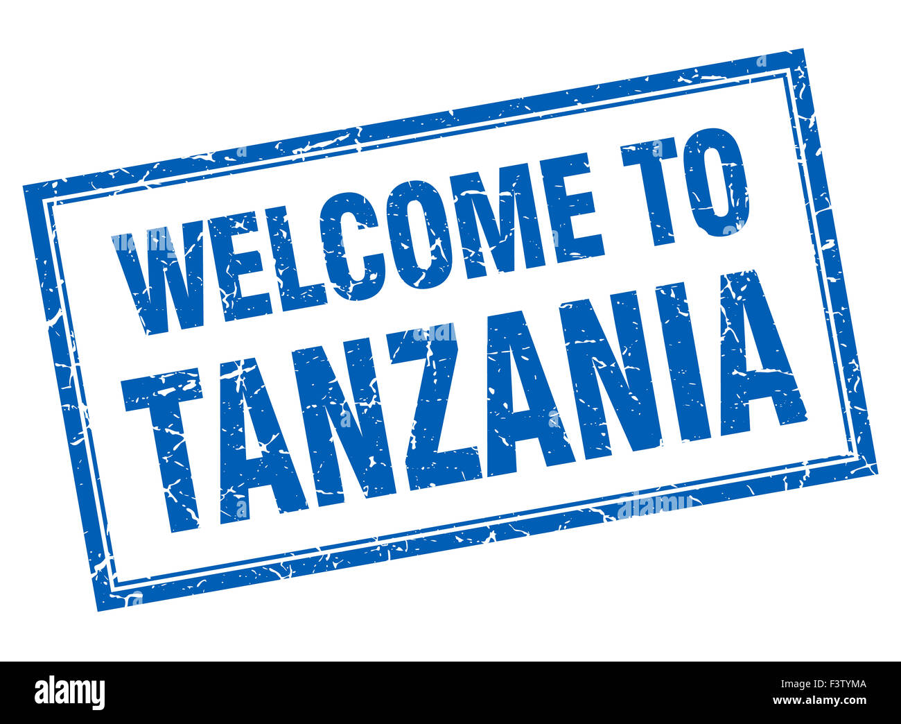 Tanzania blue square grunge welcome isolated stamp Stock Photo - Alamy