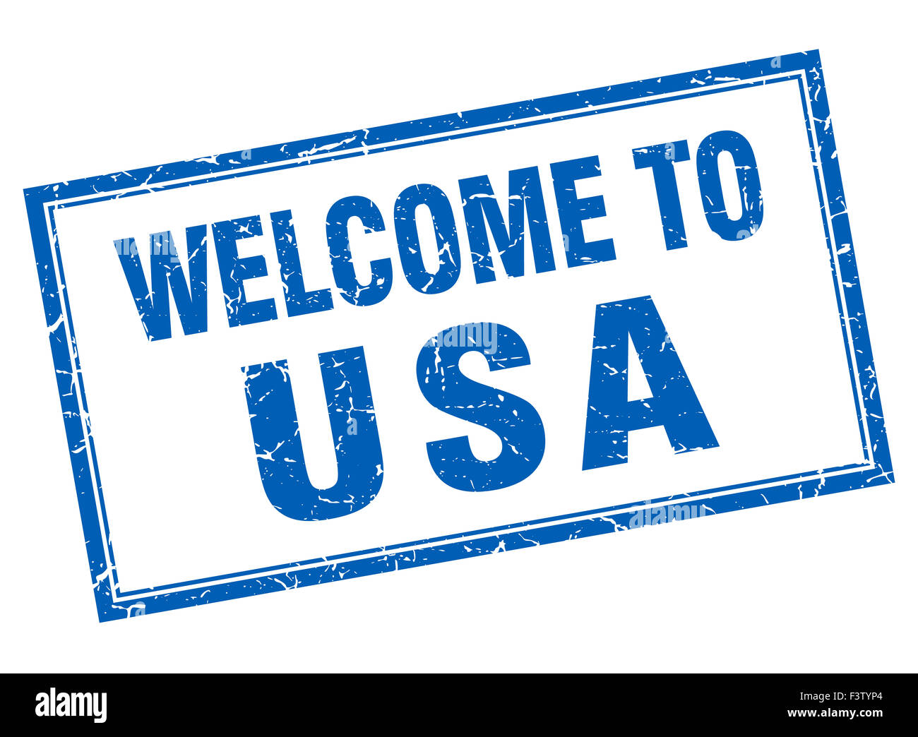 usa blue square grunge welcome isolated stamp Stock Photo - Alamy