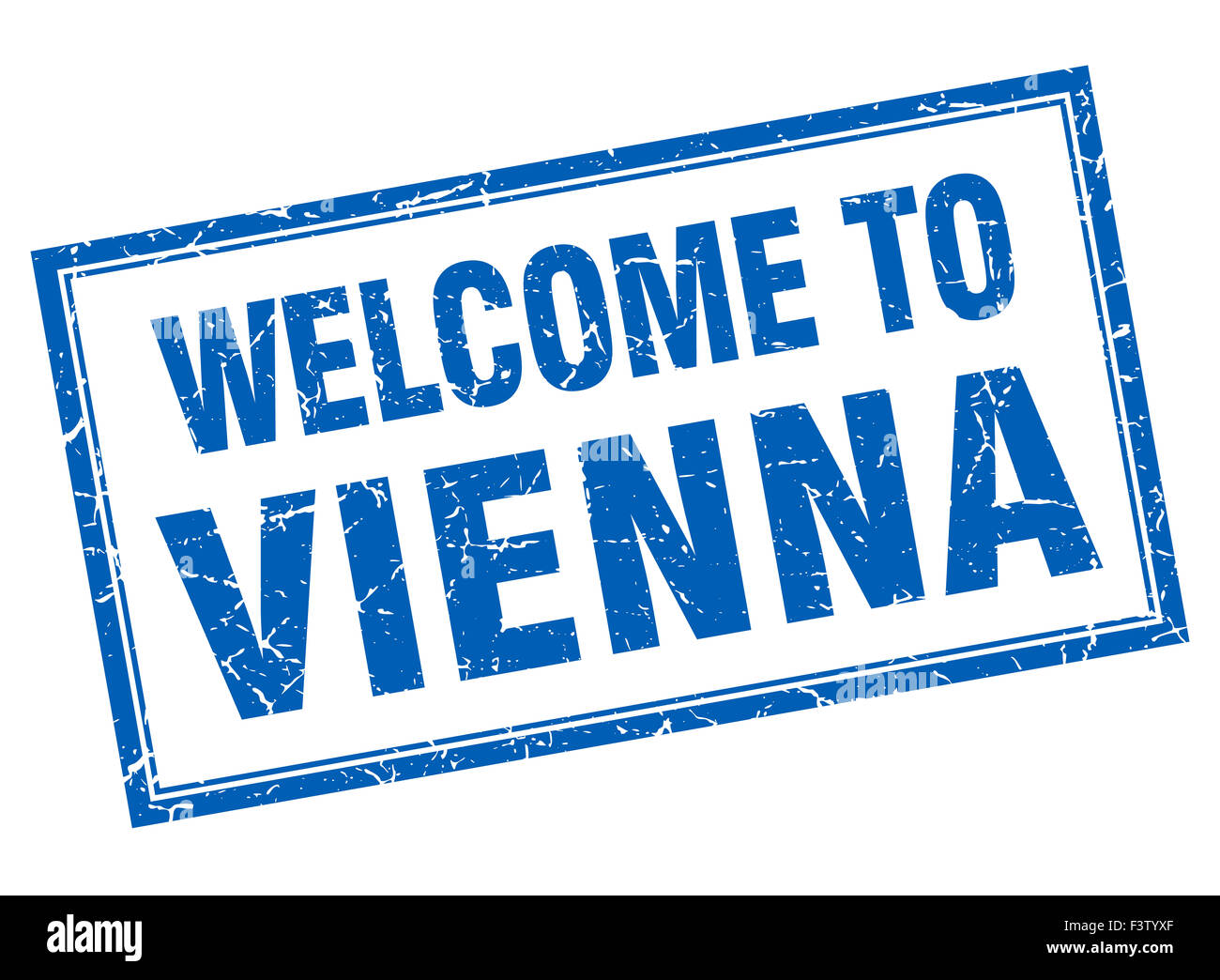 Vienna blue square grunge welcome isolated stamp Stock Photo - Alamy