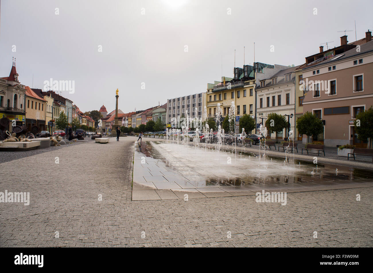 Old Town Square, fountain, water cascade Stock Photo - Alamy