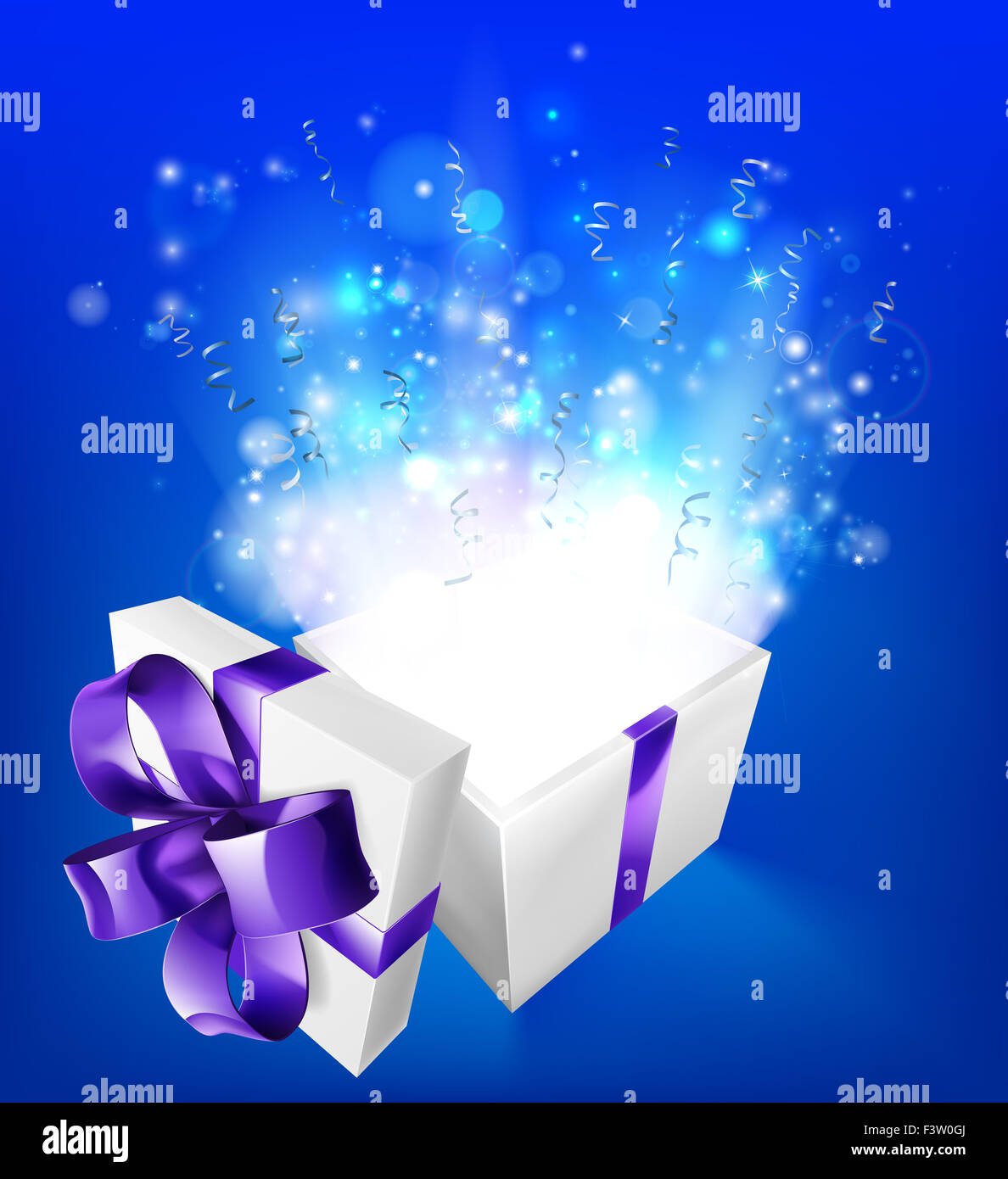 A glowing magical gift box concept for an exciting birthday, Christmas ...