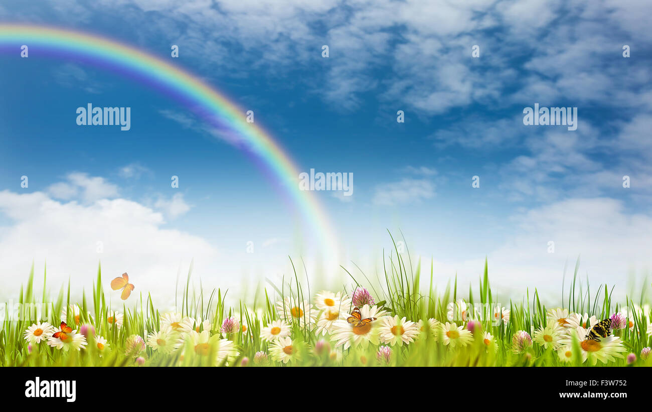 Rainbow on the meadow, abstract natural backgrounds for your design ...