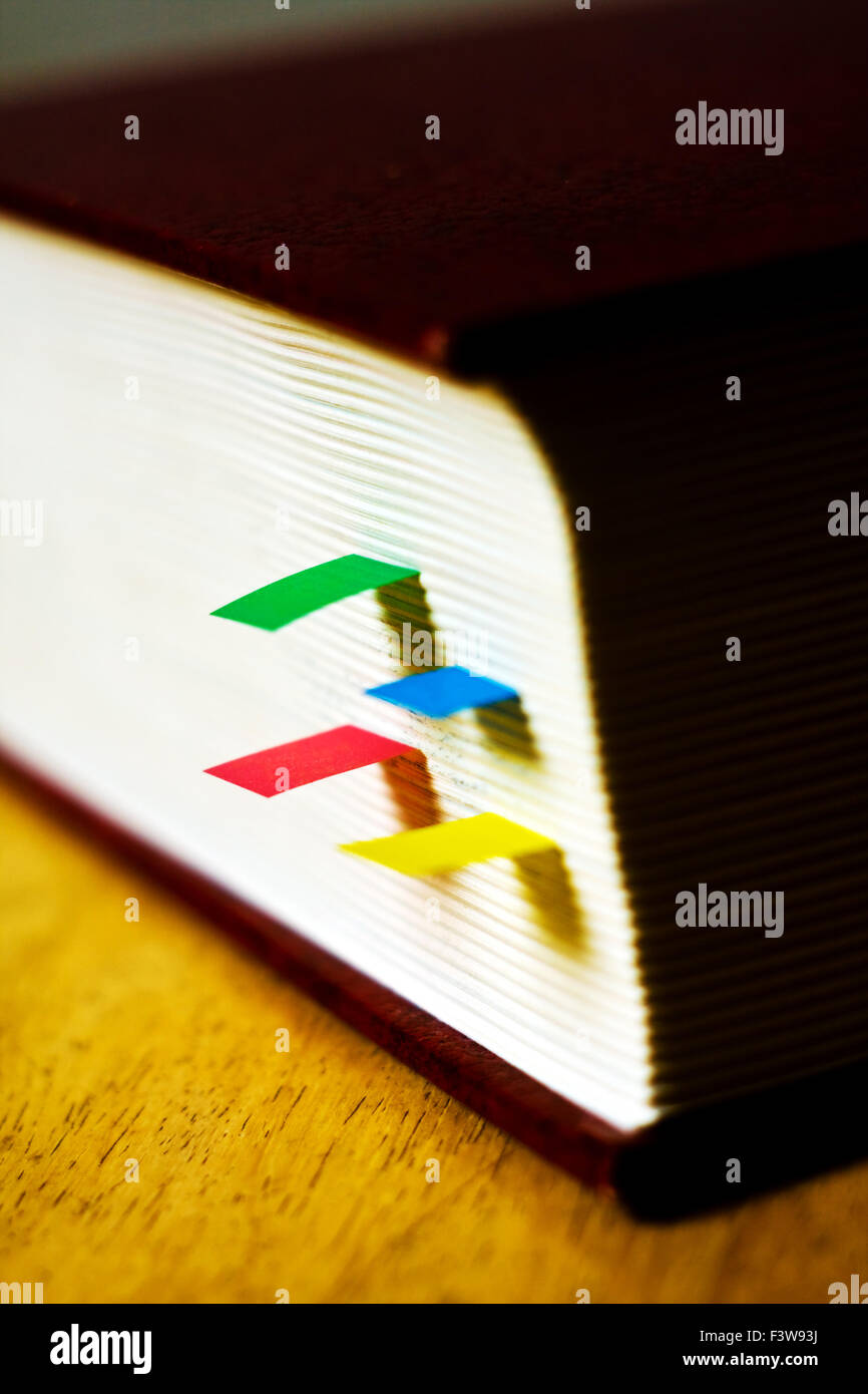 Book, dictionary, bookmarks Stock Photo - Alamy