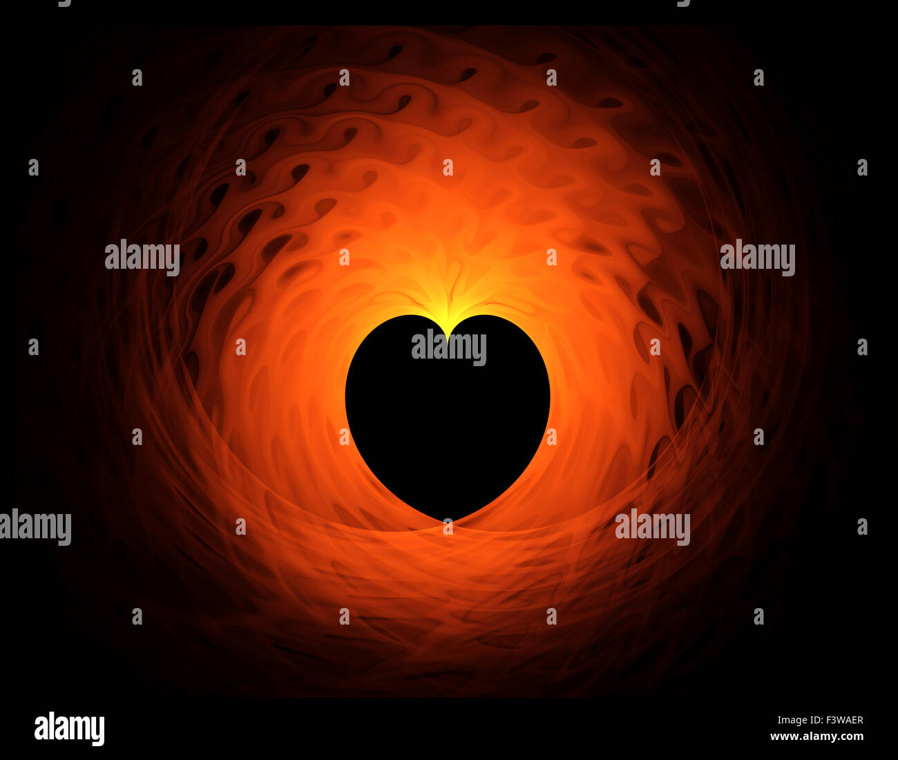 fiery red heart on black background Stock Photo - Alamy