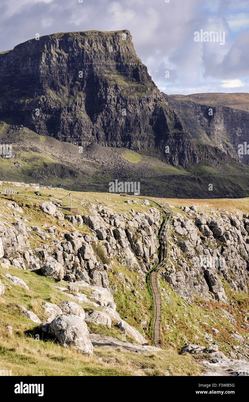 Waterstein head and steps leading down cliffs at Neist Point, Isle of ...