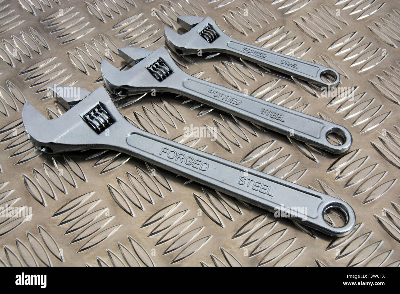Three adjustable spanners Stock Photo - Alamy
