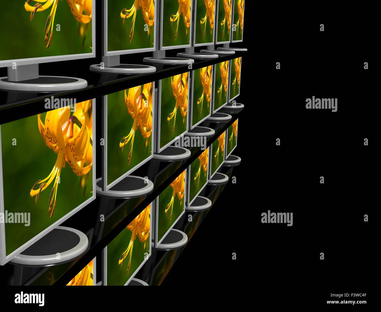 Computer monitor on black background Stock Photo - Alamy