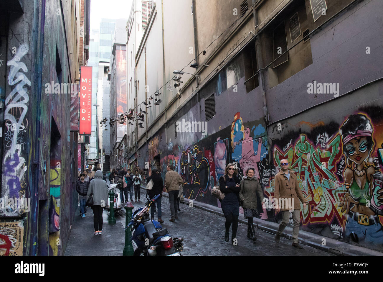 Hosier Lane in Melbourne, which is known for is street art and graffiti ...