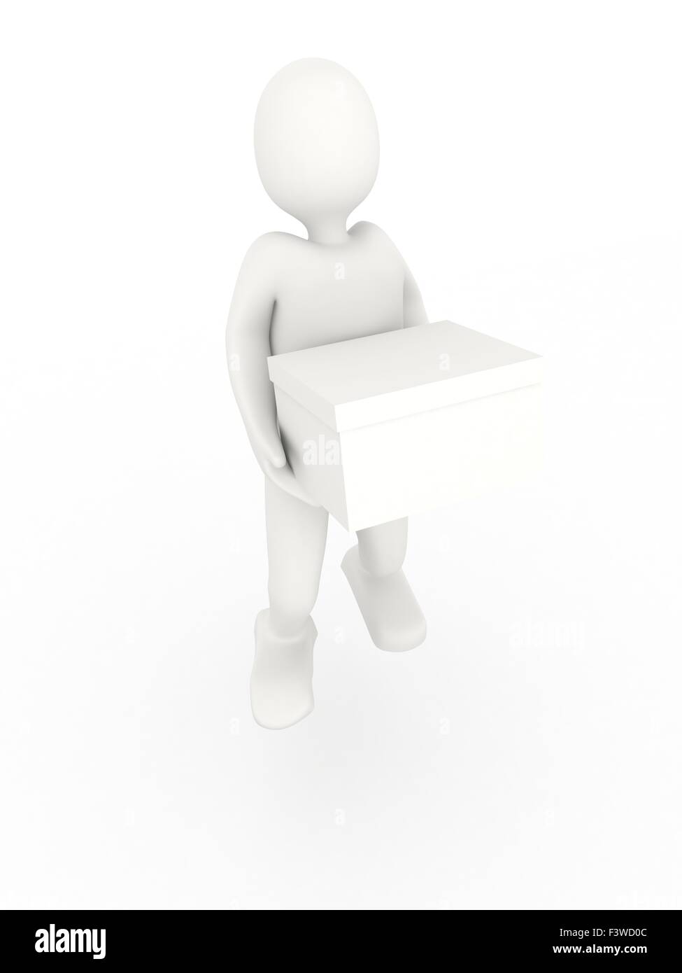 3d person with box over white background Stock Photo - Alamy