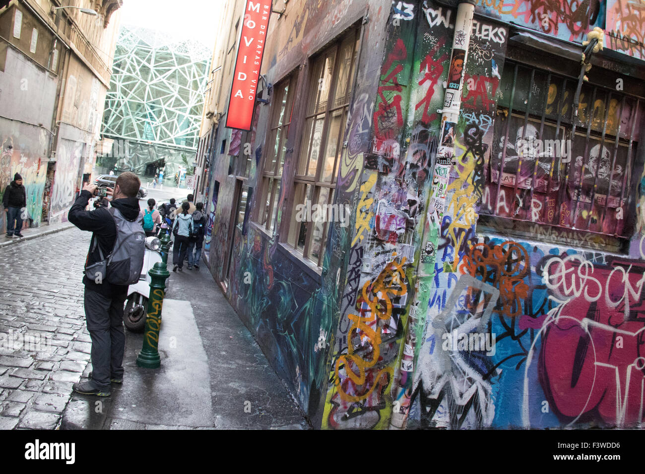 Hosier Lane in Melbourne, which is known for is street art and graffiti ...