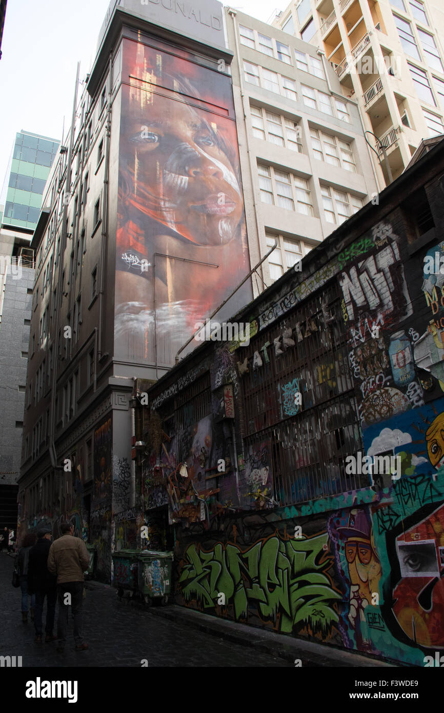 Hosier Lane in Melbourne, which is known for is street art and graffiti ...