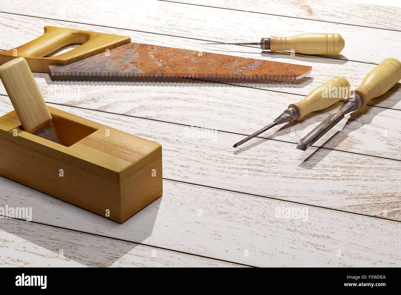3d rendering of some carpentry tools on a table Stock Photo - Alamy