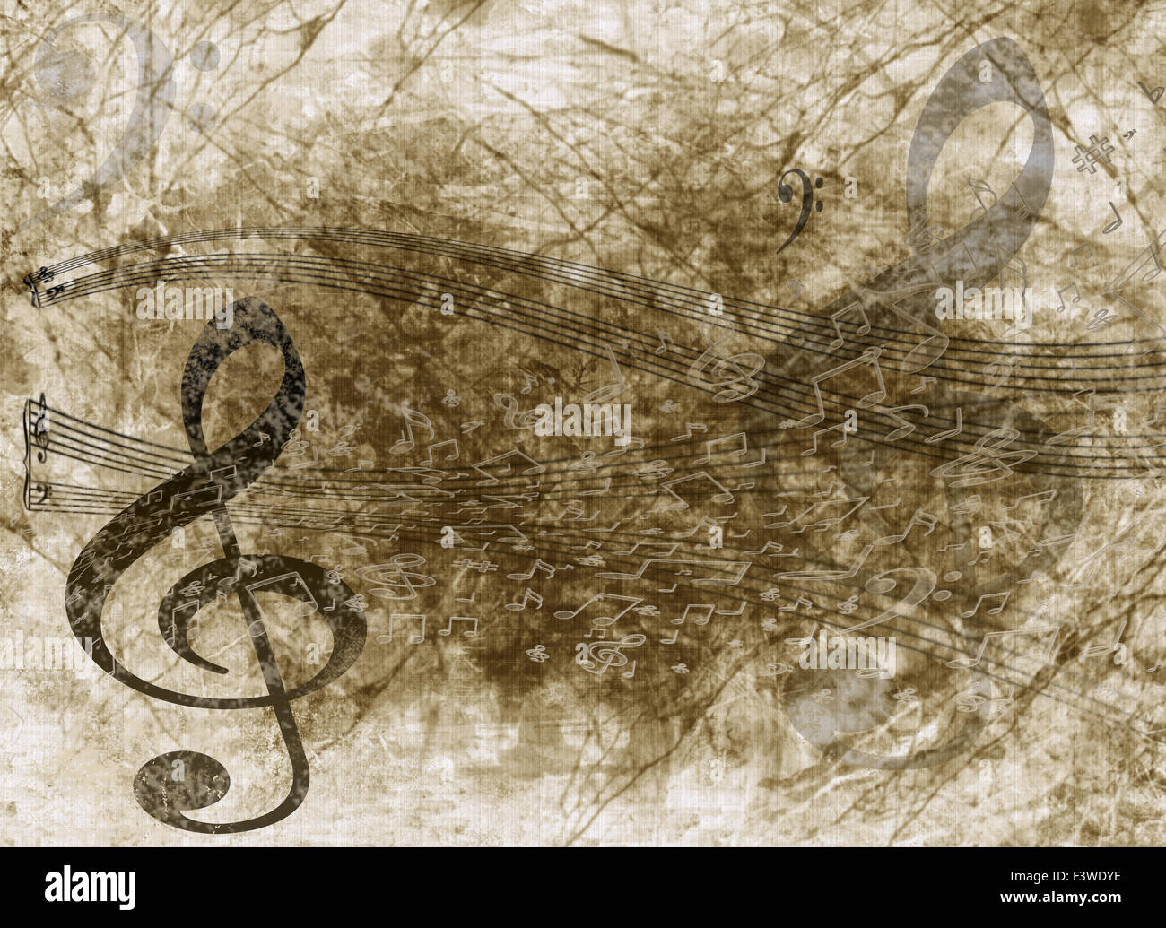 Grunge musical notes background Stock Photo - Alamy