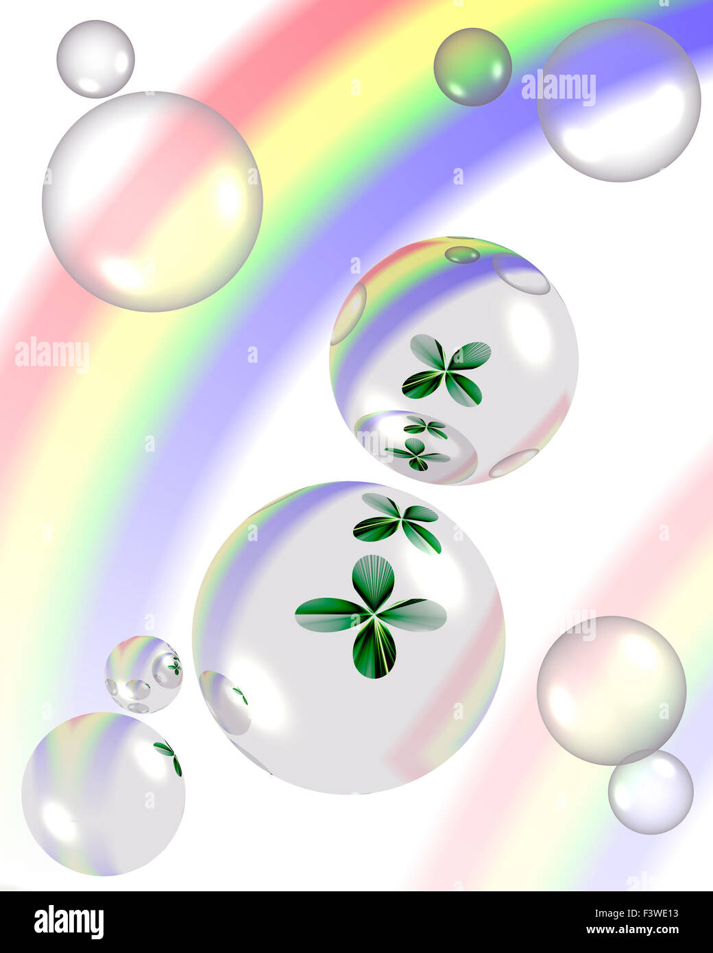 shamrock and bubbles with rainbow reflection Stock Photo - Alamy