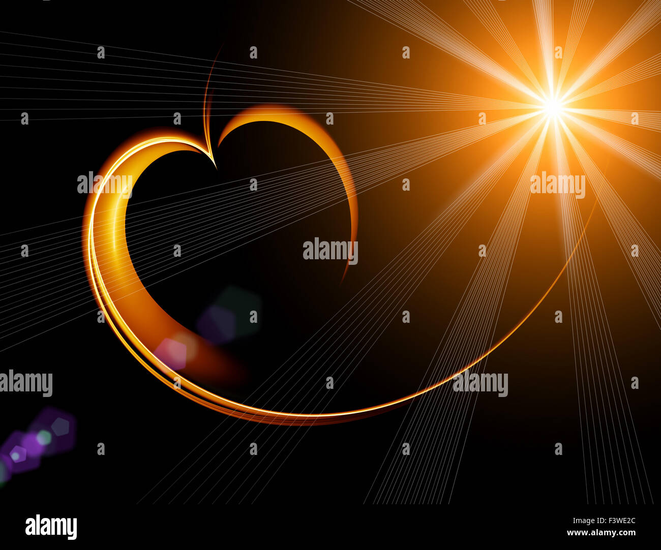 shining heart with rays Stock Photo - Alamy