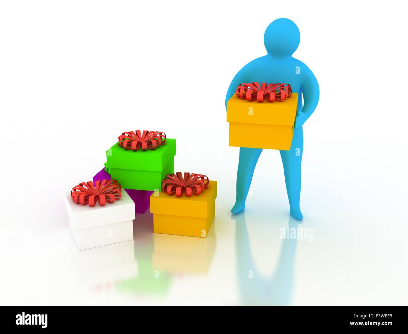 3d abstract person with present Stock Photo - Alamy