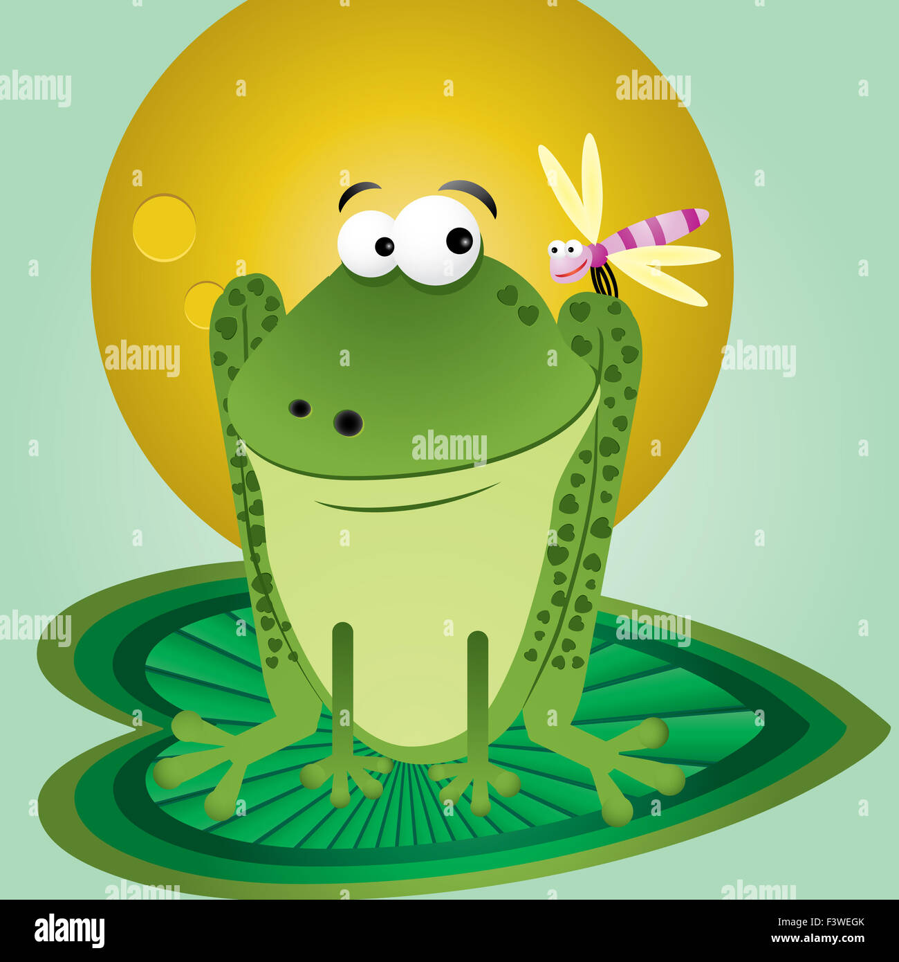 Frog and dragonfly Stock Photo - Alamy