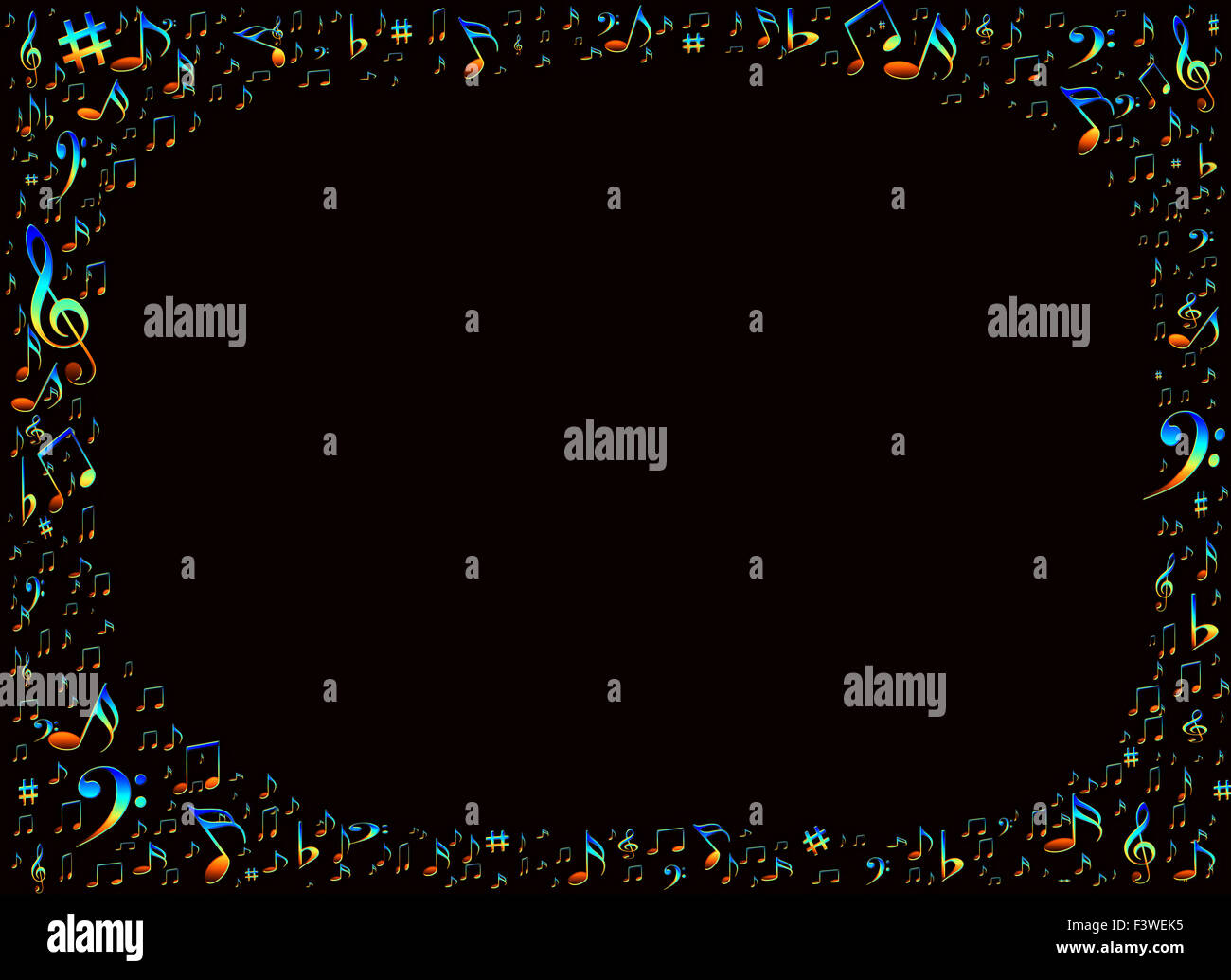 colorful musical notes frame Stock Photo - Alamy