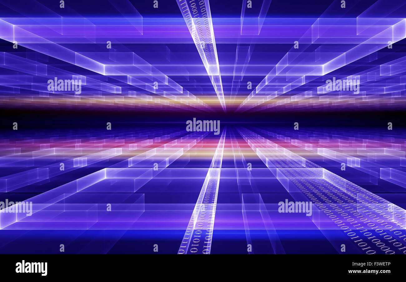 cubic perspective with binary code data flow Stock Photo - Alamy