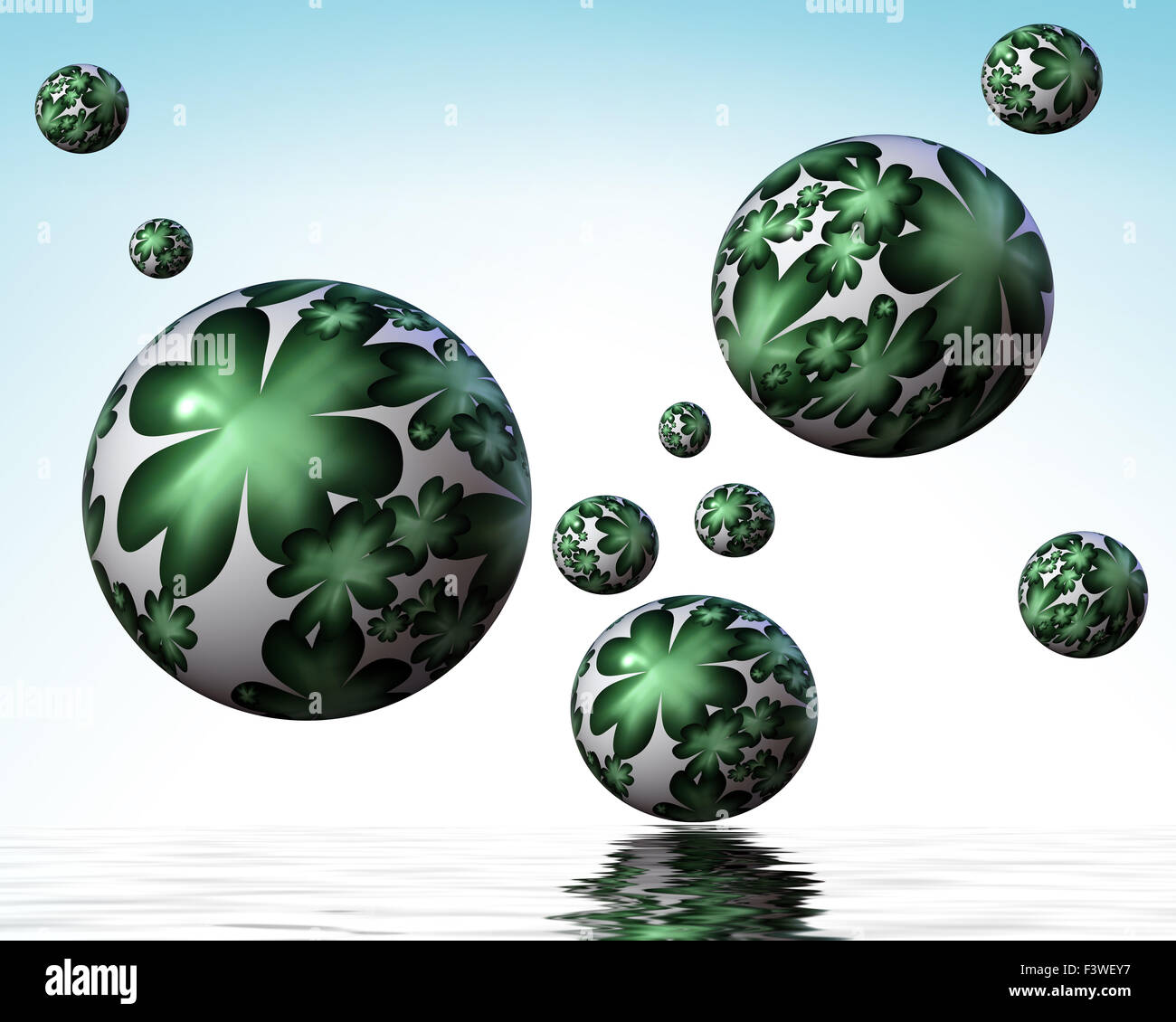 Shamrock, four leafed clover bubbles Stock Photo - Alamy