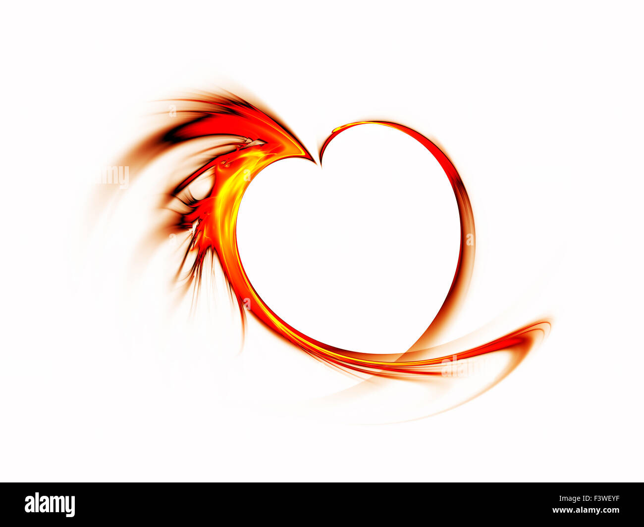 fiery red heart on white background Stock Photo - Alamy