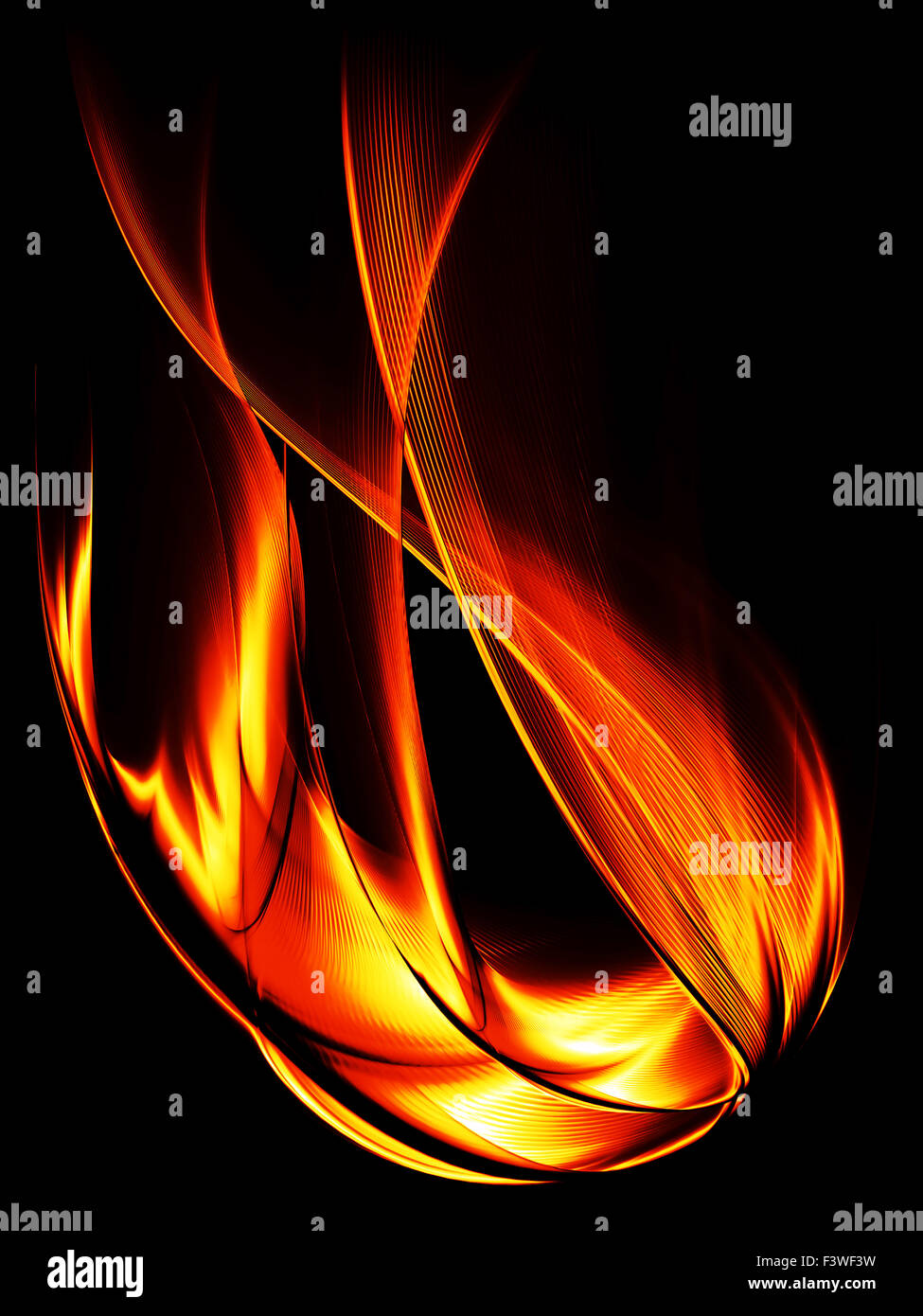 fiery flame on a black background Stock Photo - Alamy