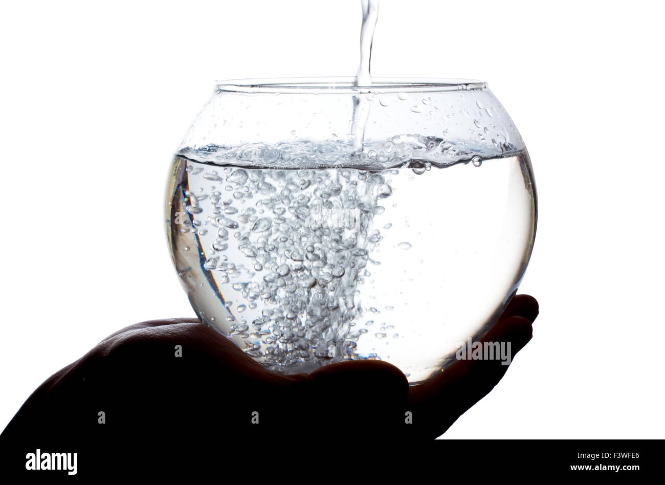 Water is poured into a large glass Stock Photo - Alamy