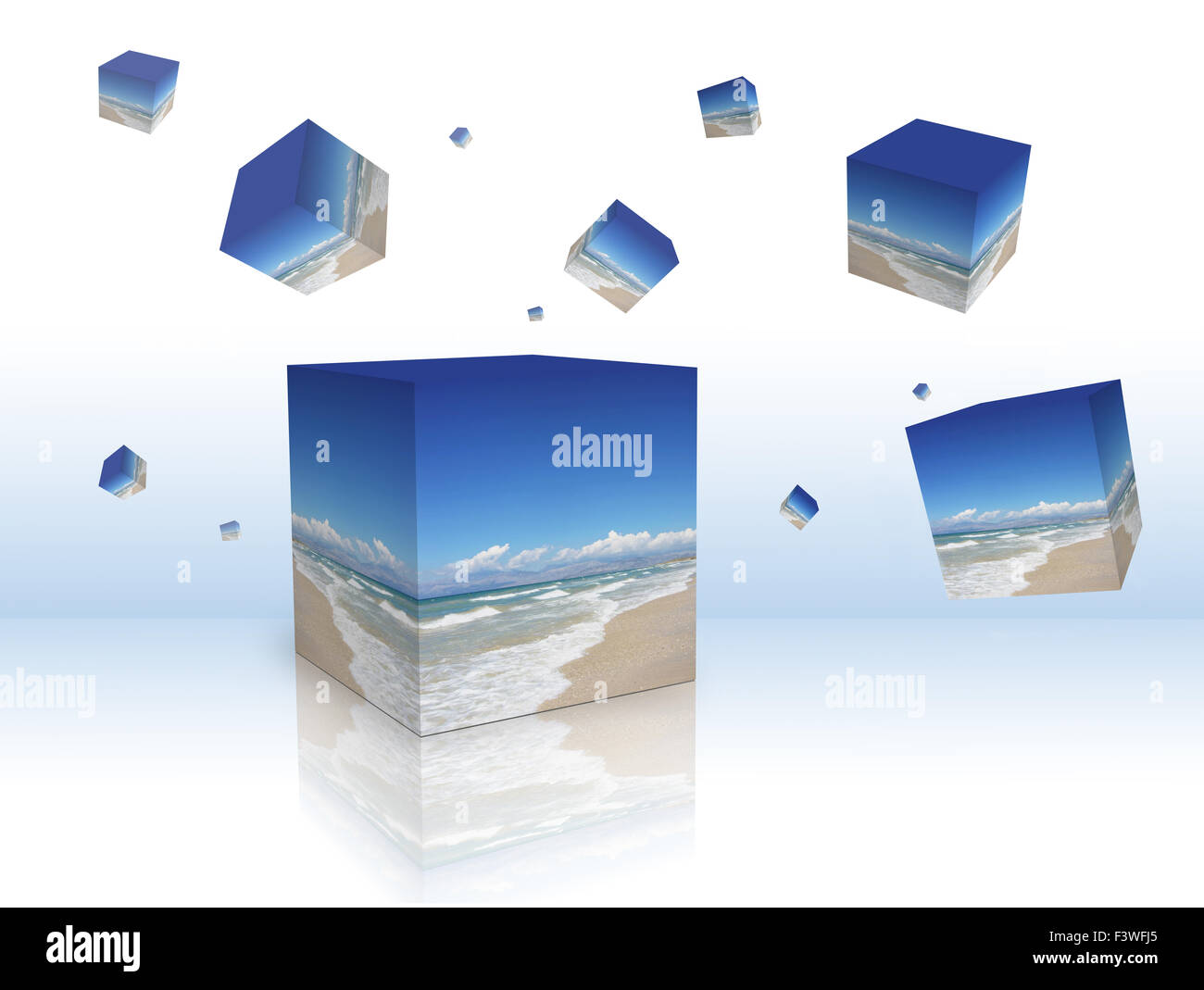 rain of cubes falling Stock Photo - Alamy