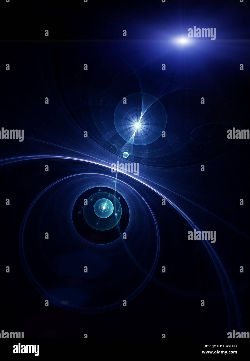 blue planets, rays of light in space Stock Photo - Alamy