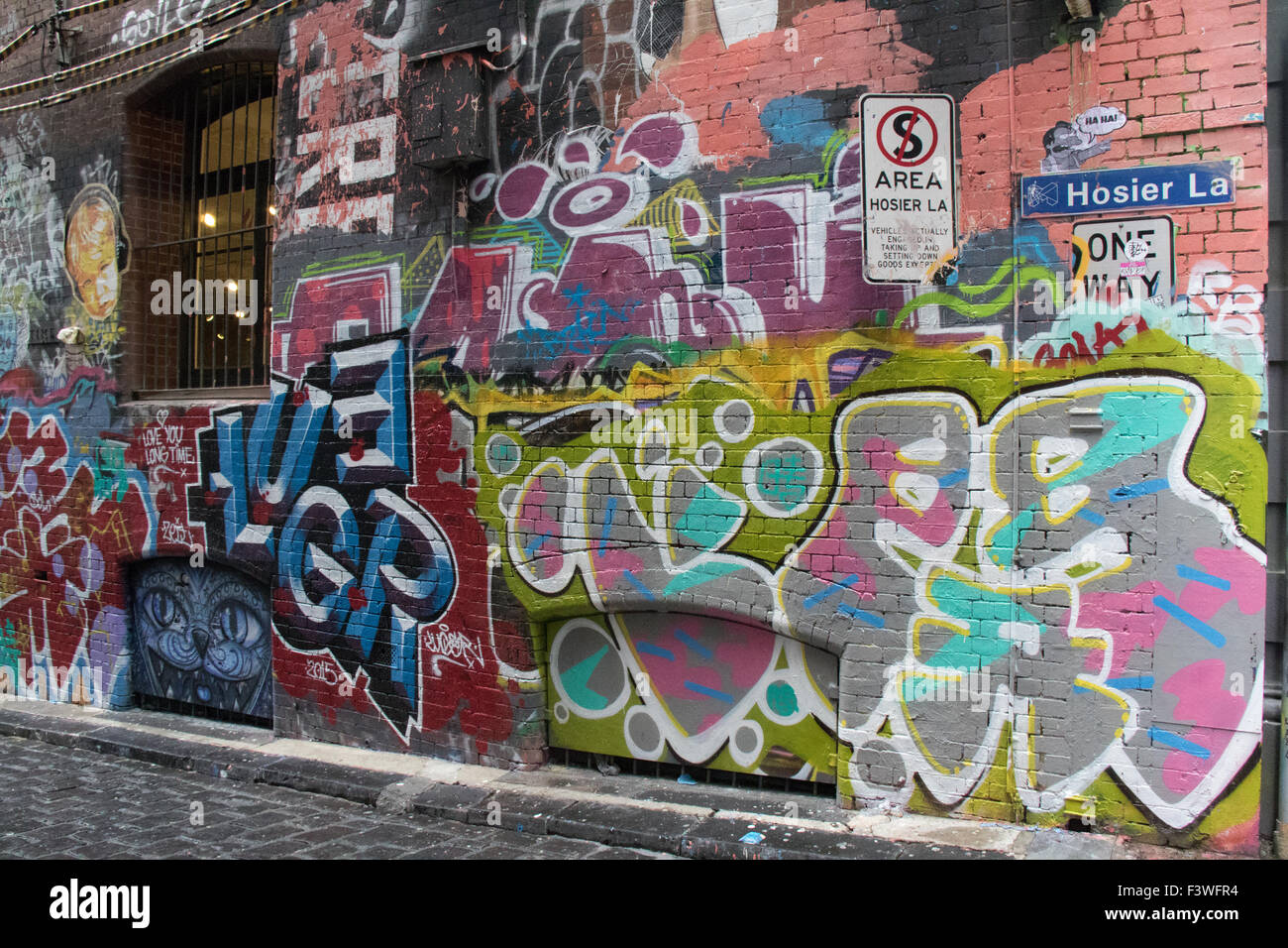 Hosier Lane in Melbourne, which is known for is street art and graffiti ...