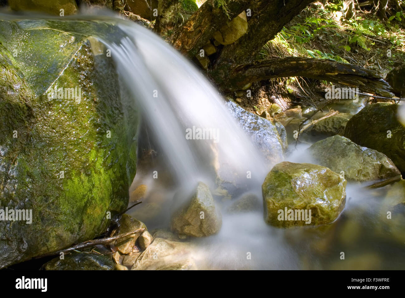 Water stream falling on a rock Stock Photo - Alamy