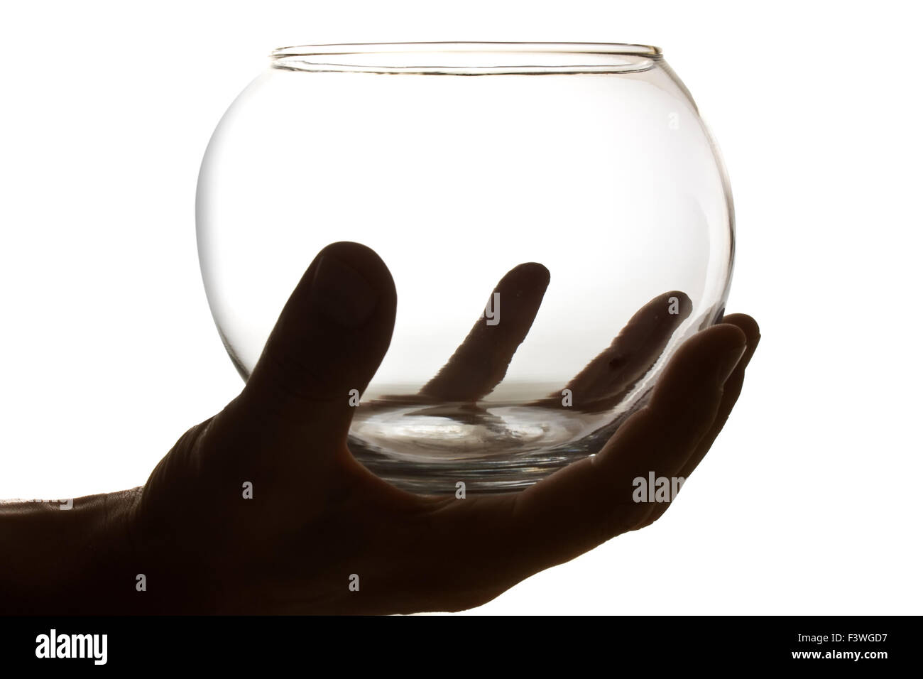 hand holding an empty glass container Stock Photo - Alamy