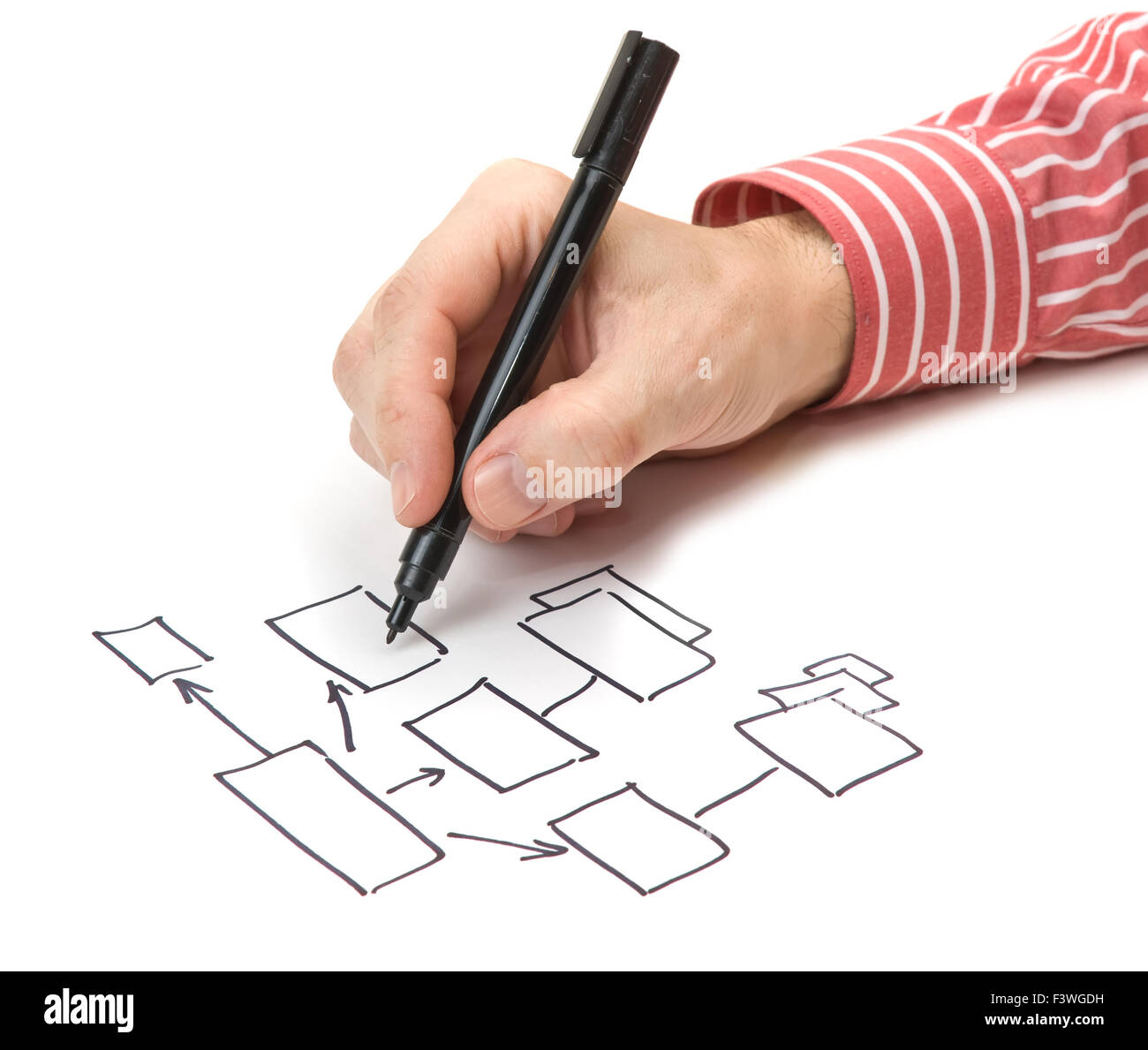 arm marker draws a block diagram Stock Photo - Alamy