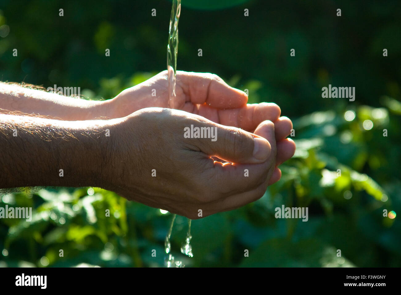 Hand washing in the summer of clean water Stock Photo - Alamy