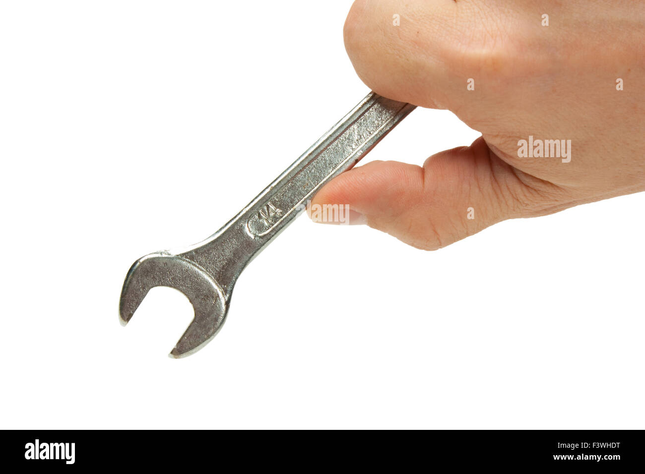 spanner in hand Stock Photo - Alamy