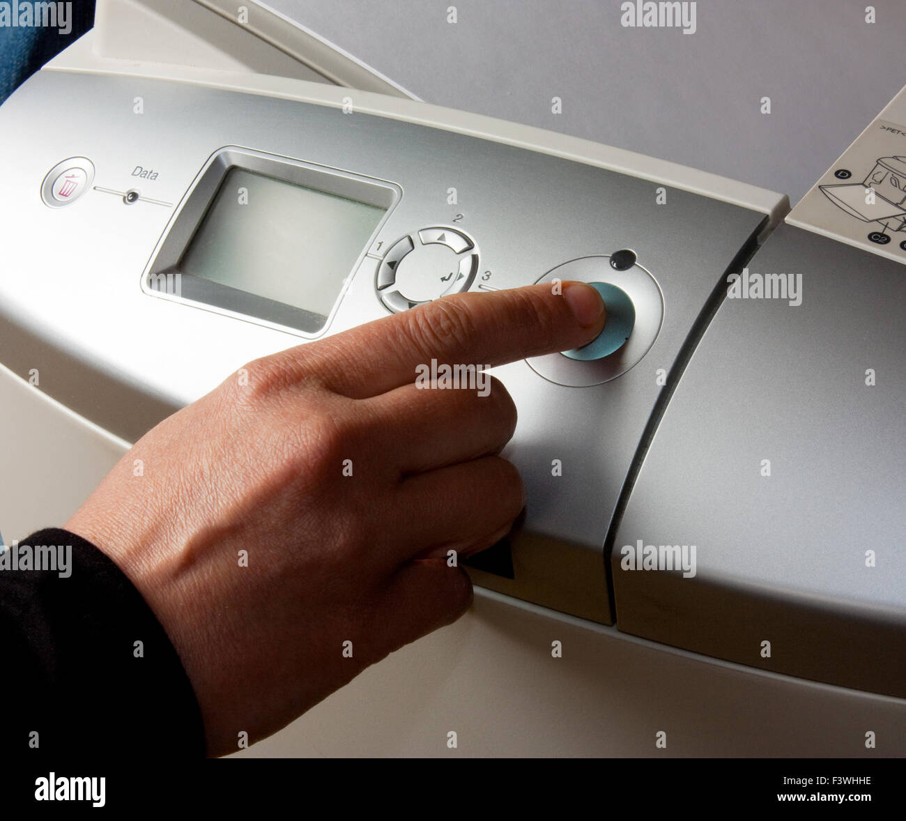 finger presses the button Stock Photo - Alamy