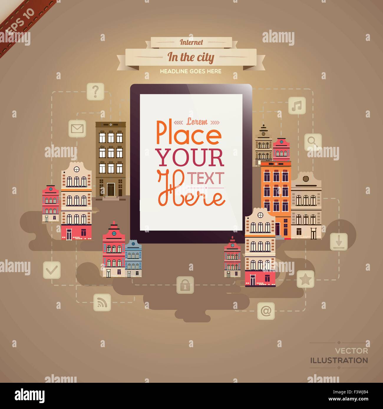 Tablet with retro city background Stock Vector Image & Art - Alamy