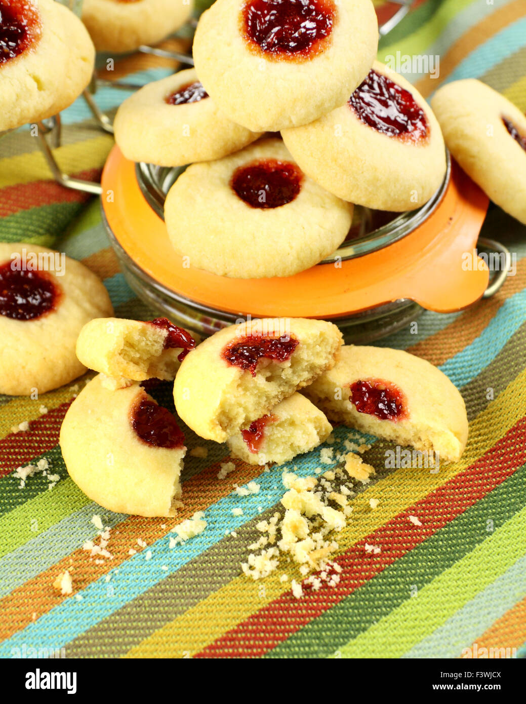 Broken Jam Biscuits Stock Photo - Alamy