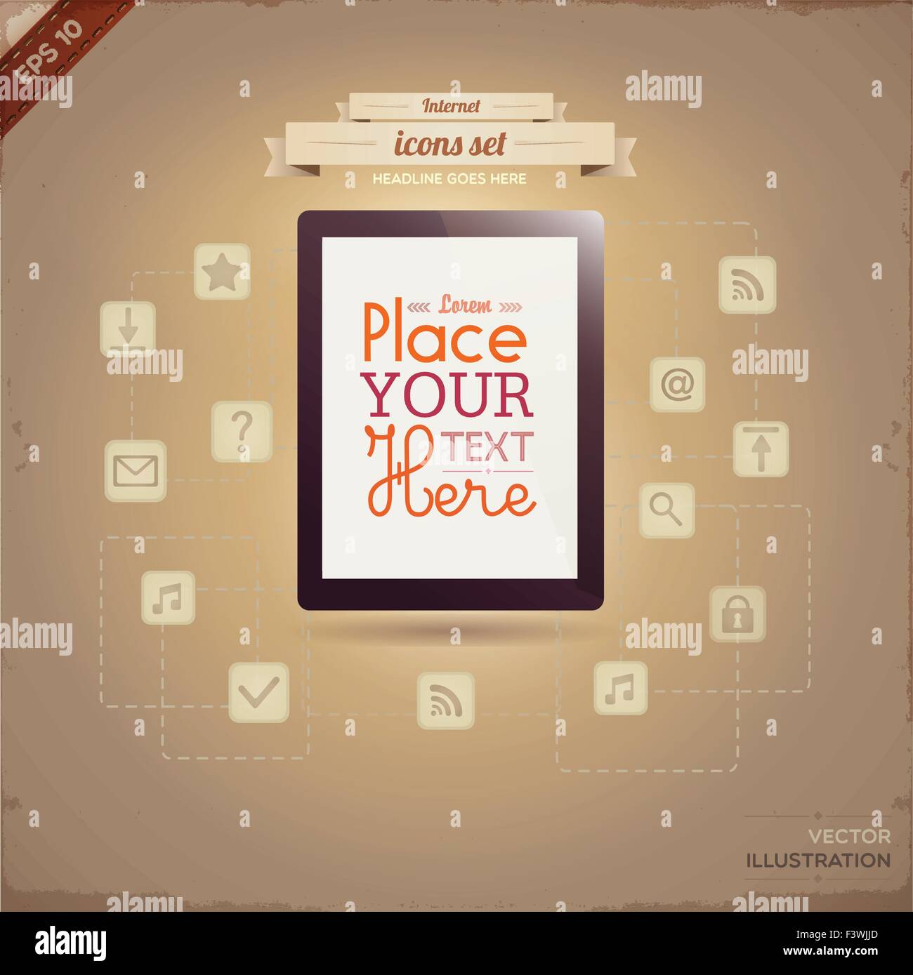 Tablet with retro city background Stock Vector Image & Art - Alamy