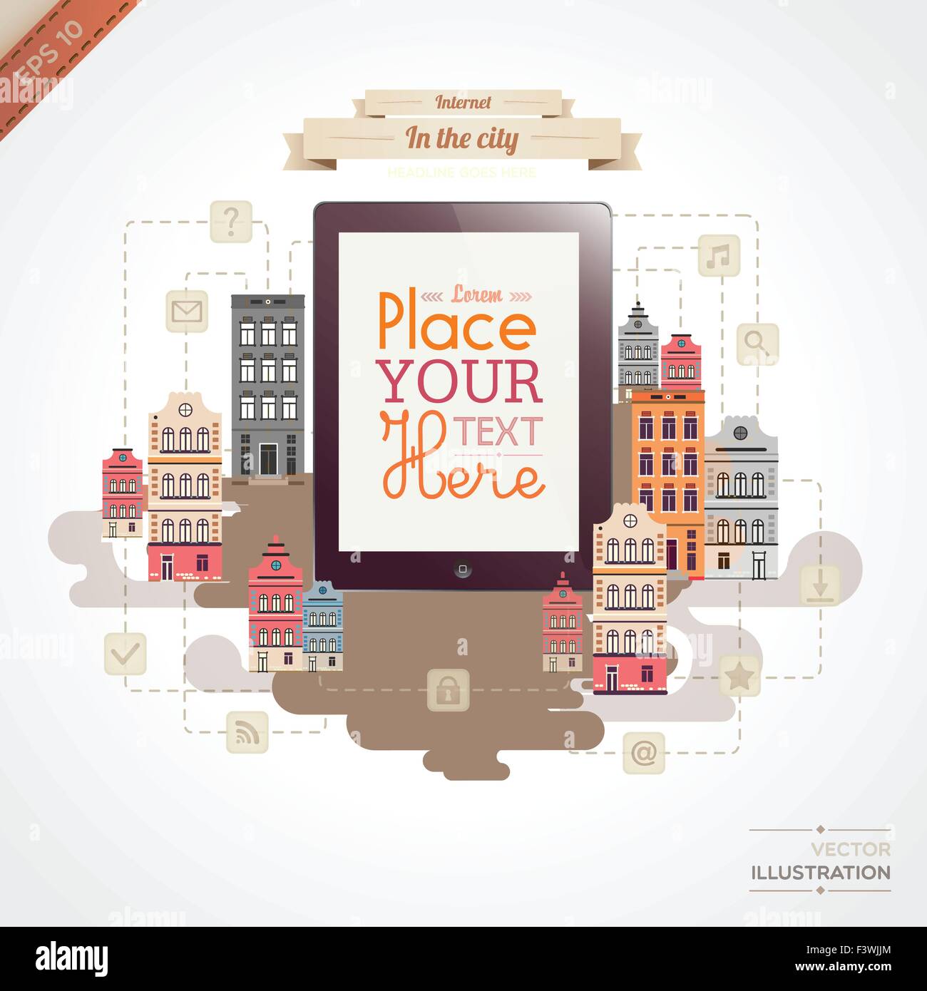 Tablet with retro city background Stock Vector Image & Art - Alamy