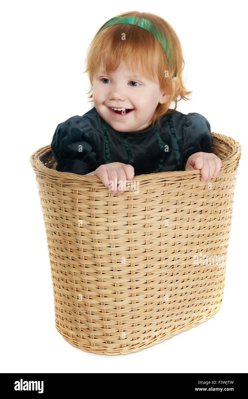 Funny girl in basket Stock Photo - Alamy