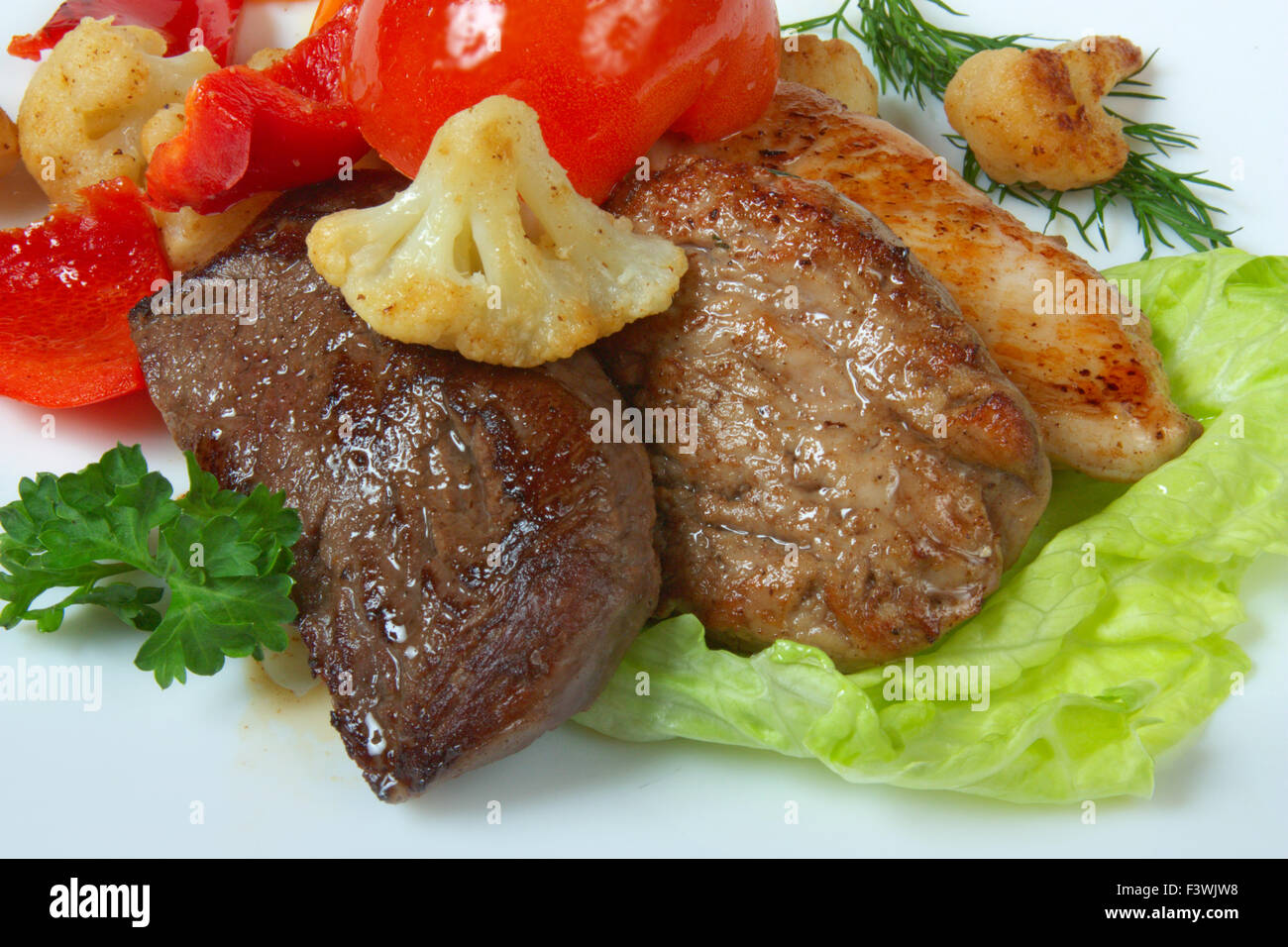 dishes of roast meat Stock Photo - Alamy